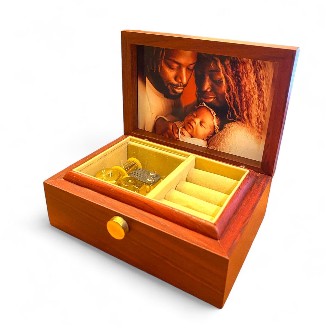 Red Rosewood Wind-up Music Box | Custom Engraving | Custom Photo ...