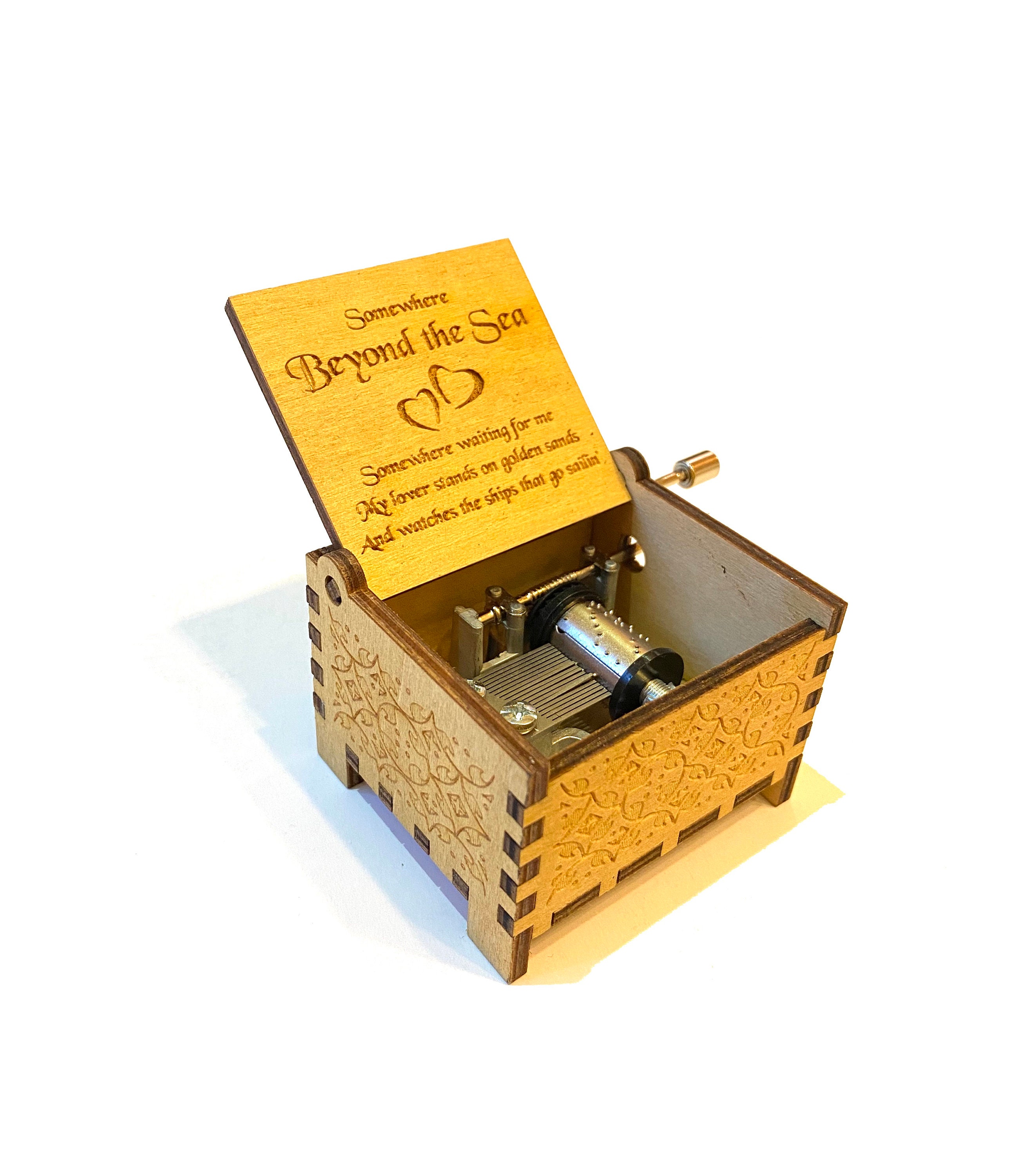 Beyond the Sea Wind-up & Hand-crank Music Box Custom Engraving Perfect ...