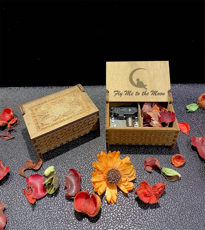 Fly Me to the Moon Music Box Custom Engraving Wind-up & - Etsy