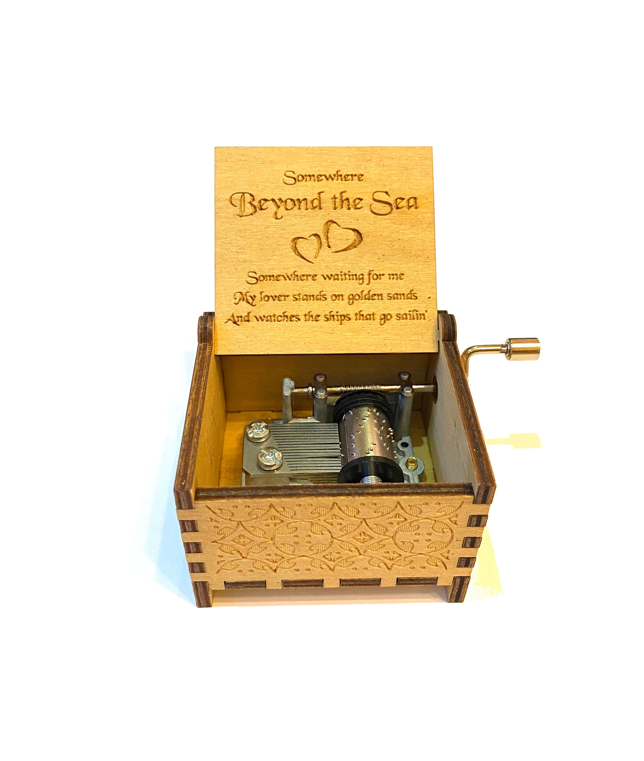 Beyond the Sea Wind-up & Hand-crank Music Box Custom Engraving Perfect ...