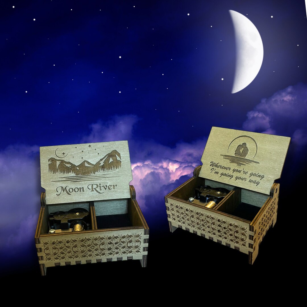 Moon River | Wind-up and Hand-crank Music Box | Custom Engraving ...