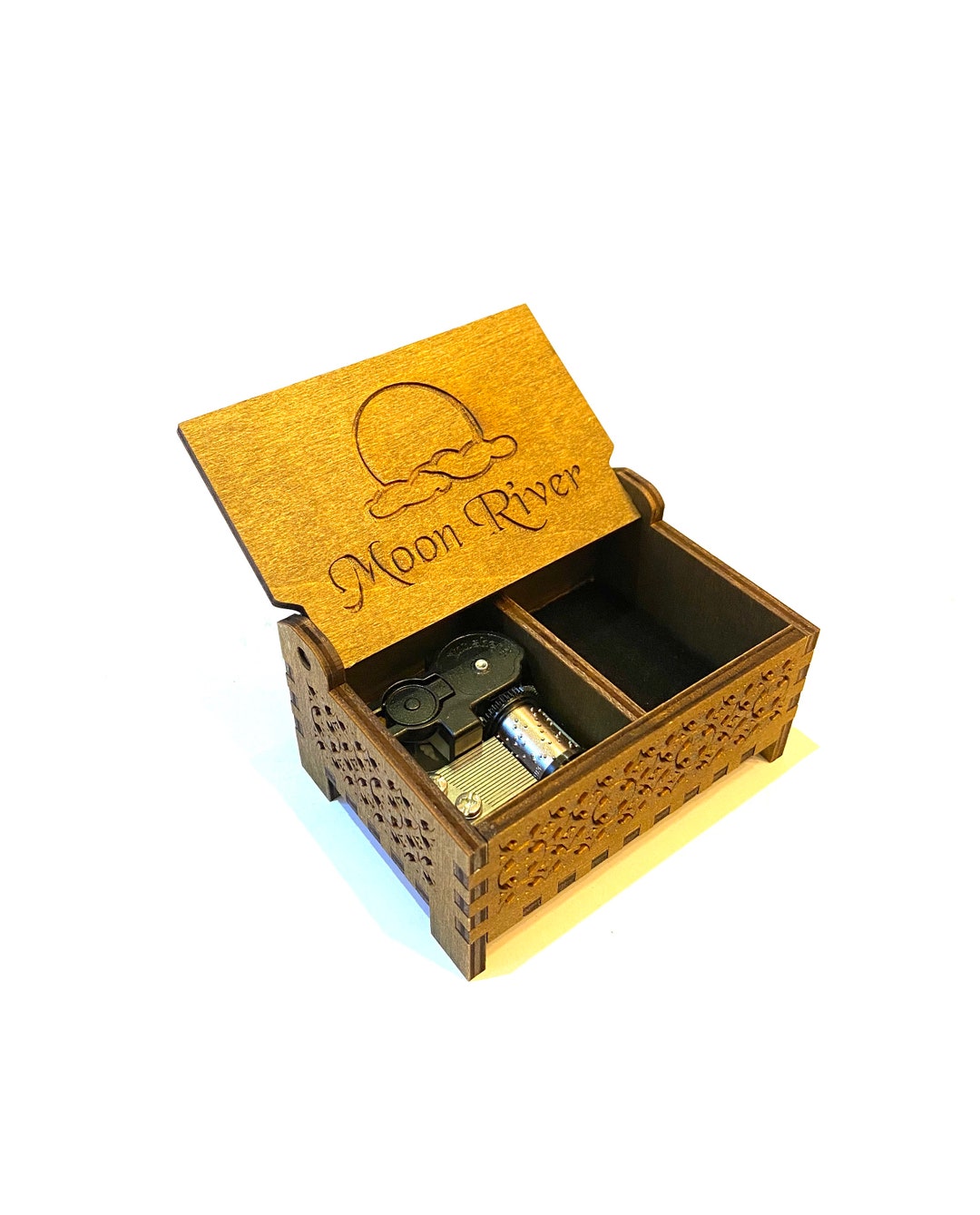 Moon River Wind-up Wooden Music Box Custom Engraving Storage ...