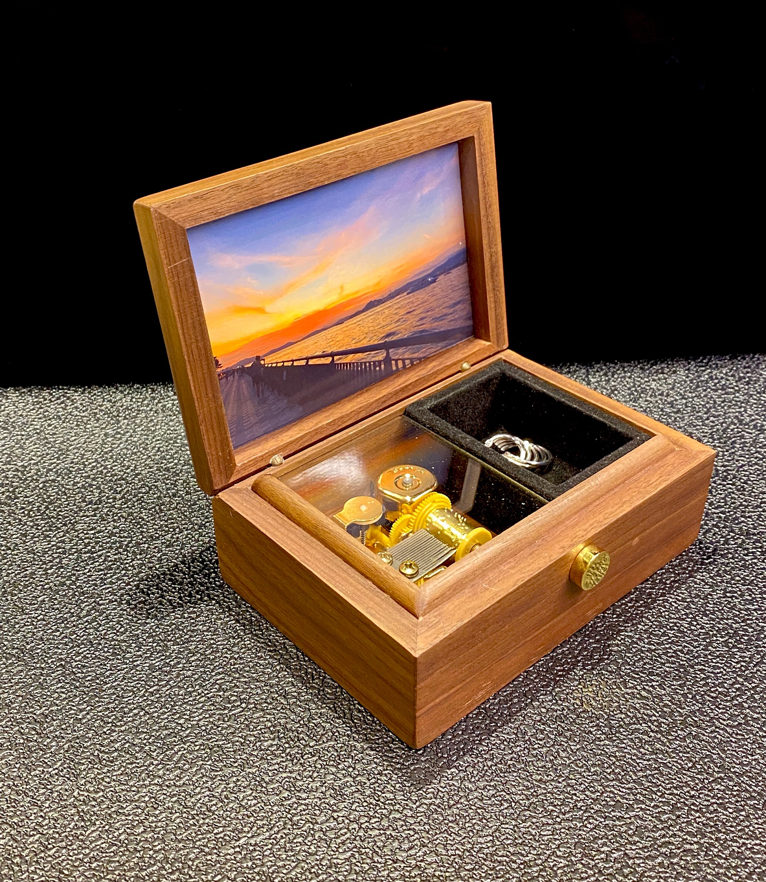 Walnut Wind-up Music Box Custom Engraving Custom Photo - Etsy