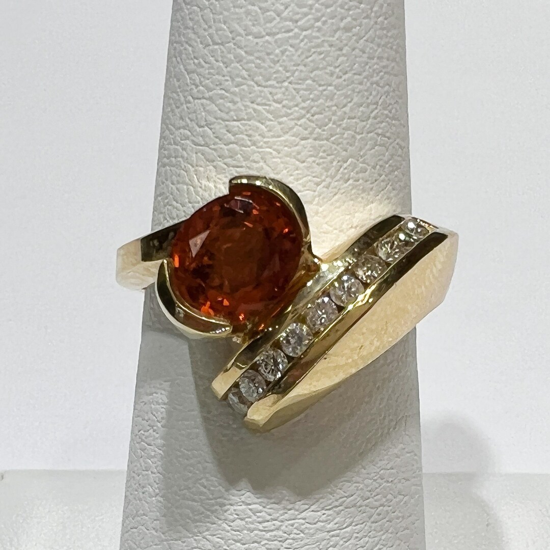 14K Statement Citrine and Diamond Ring, November Birthstone Ring - Etsy