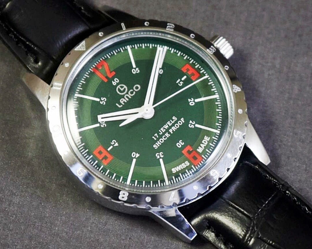 Vintage Lanco Swiss Made Mens Wrist Watch Mechanical Hand Winding ...