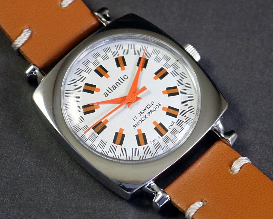 Vintage Atlantic White Dial Mechanical Hand Winding Swiss Made - Etsy