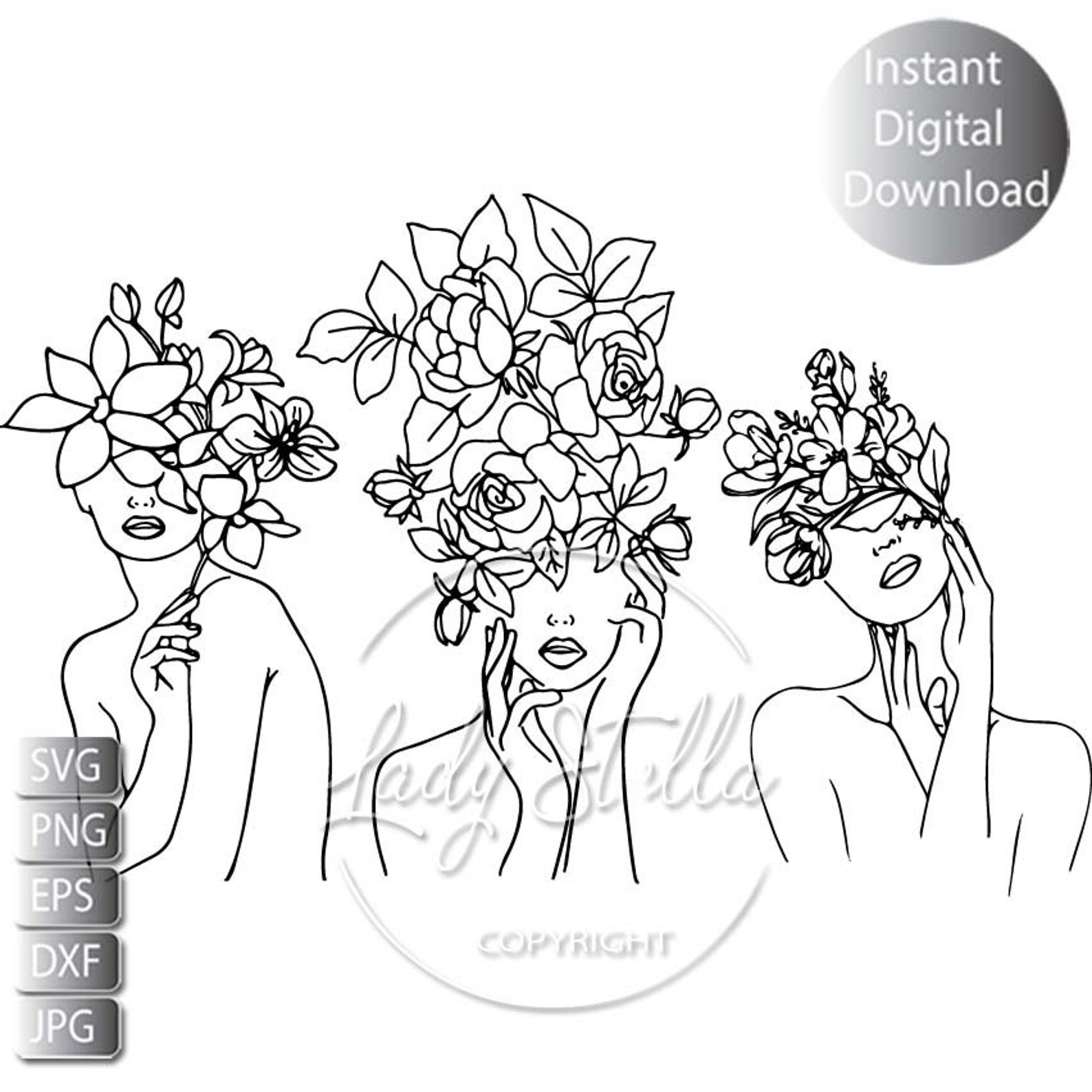 Beauty Woman Face Svg Png Eps Dxf Bundle minimalist Woman Svg - Etsy