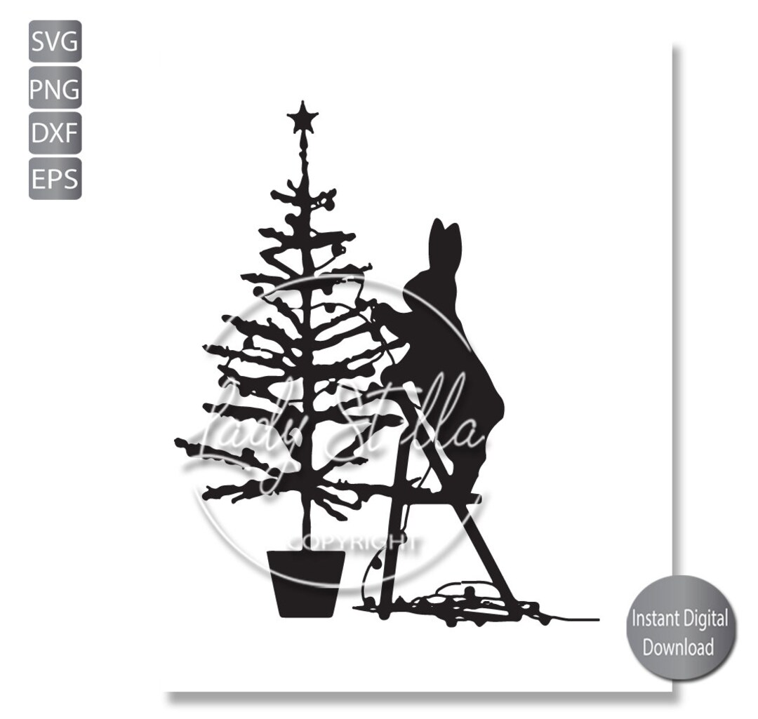 Christmas Tree Silhouette Bunny Svg – Holiday Bunny Svg – Christmas Cut ...