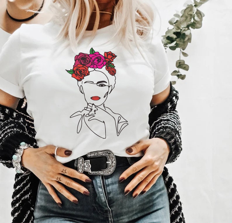 Frida Woman Floral Svg Png Eps Dxf line Art Woman Svg Png Eps - Etsy