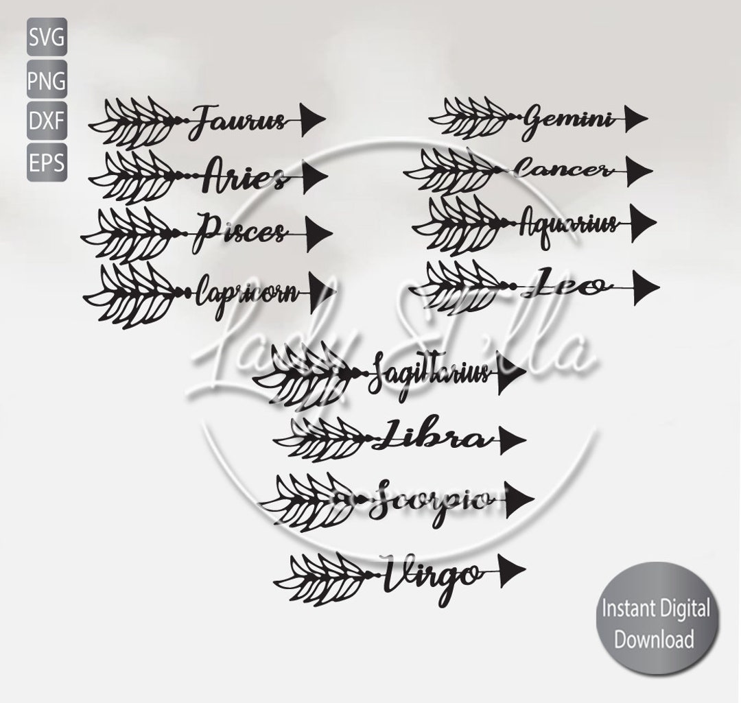 Zodiac, Horoscope, Astrology Svg Png, Eps, Dxf, Arrow Svg, Png, Eps ...