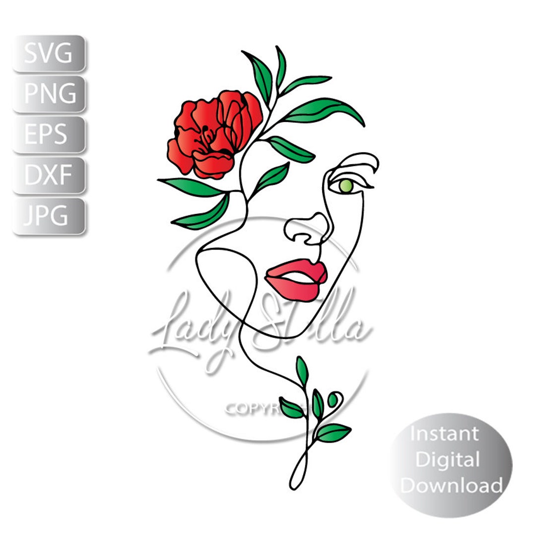 Line Art Woman Face Svg Png Eps Dxf |minimalist Woman Svg Png Eps Dxf ...
