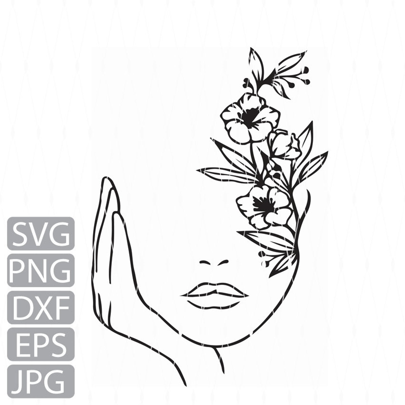 Floral Beauty Woman Svg Png Eps Dxf line Art Woman Svg Png - Etsy