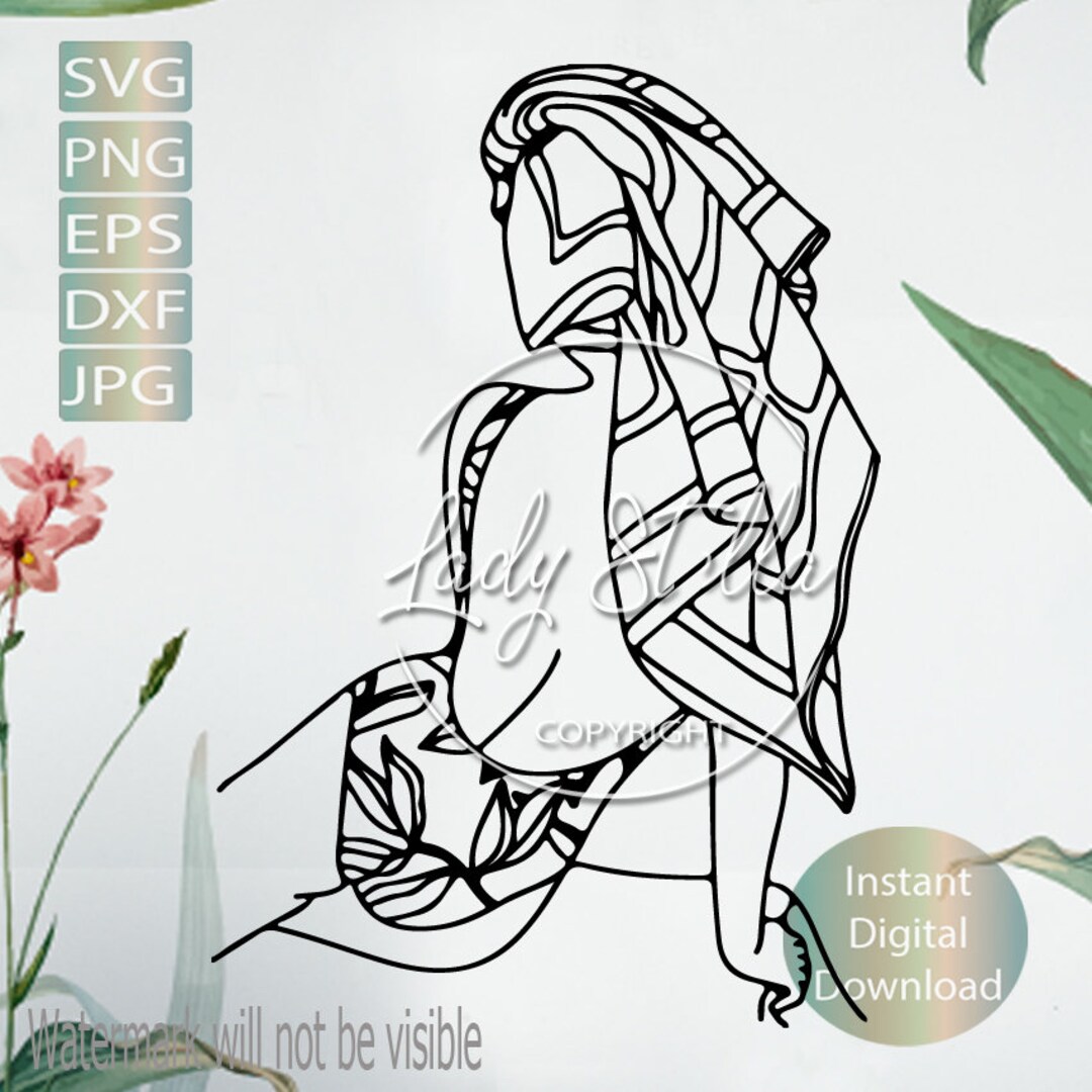 Line Art Woman Svg, Png Eps Dxf minimalist Woman Svg Png Eps Dxf ...
