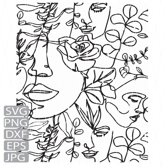 Floral Abstract Line Art Svg Png Eps Dxf minimalist Woman | Etsy