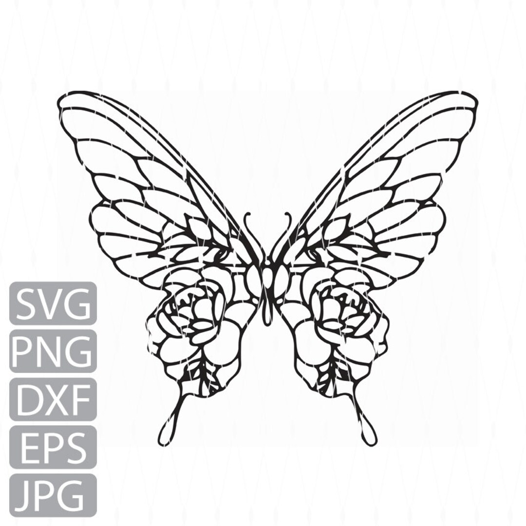 Butterfly Line Art Svg, Png, Eps, Dxf, Jpg, Line Art Butterfly Instant ...