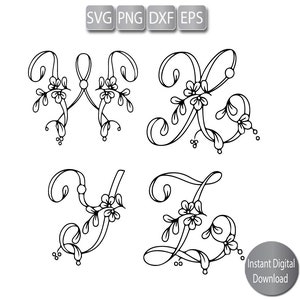 Floral Alphabet Letter Script Svg Png Eps Dxf |line Art Floral Alphabet ...