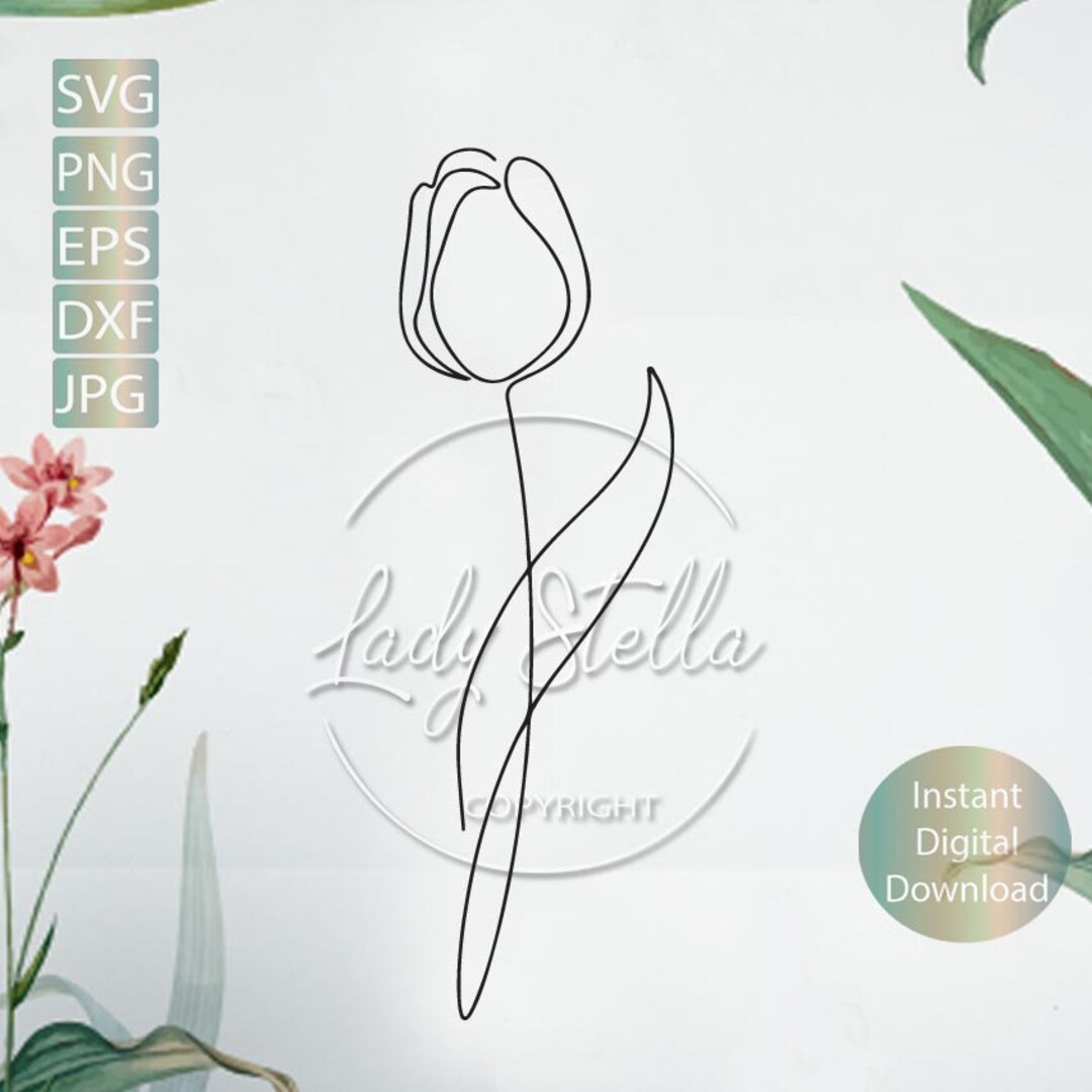 Tulip Svg, Png, Eps, Dxf, Jpg |hand Drawn Flowers |botanical Eps, Svg ...