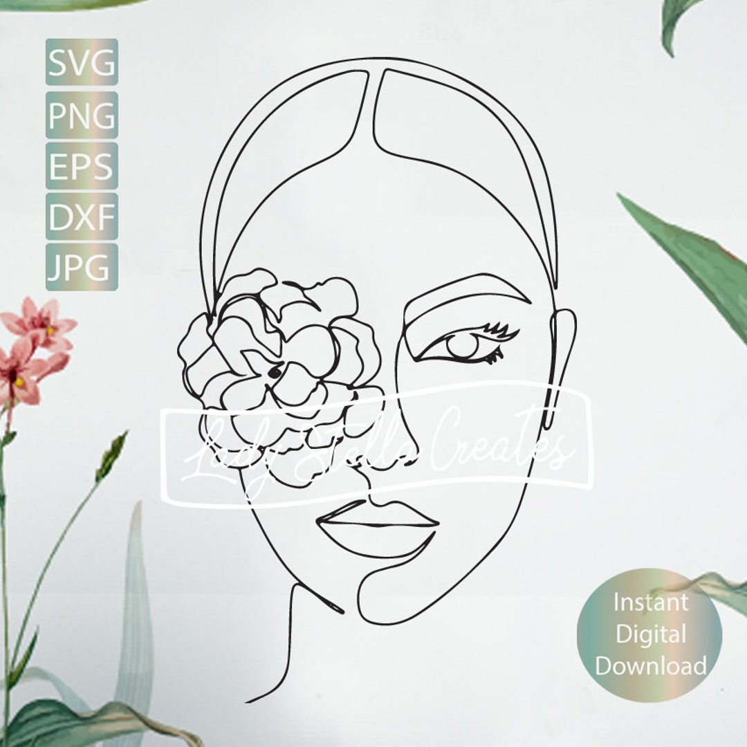 Floral Woman Line Art Svg, Png, Eps, Dxf, |minimalist Woman Svg Png Eps ...