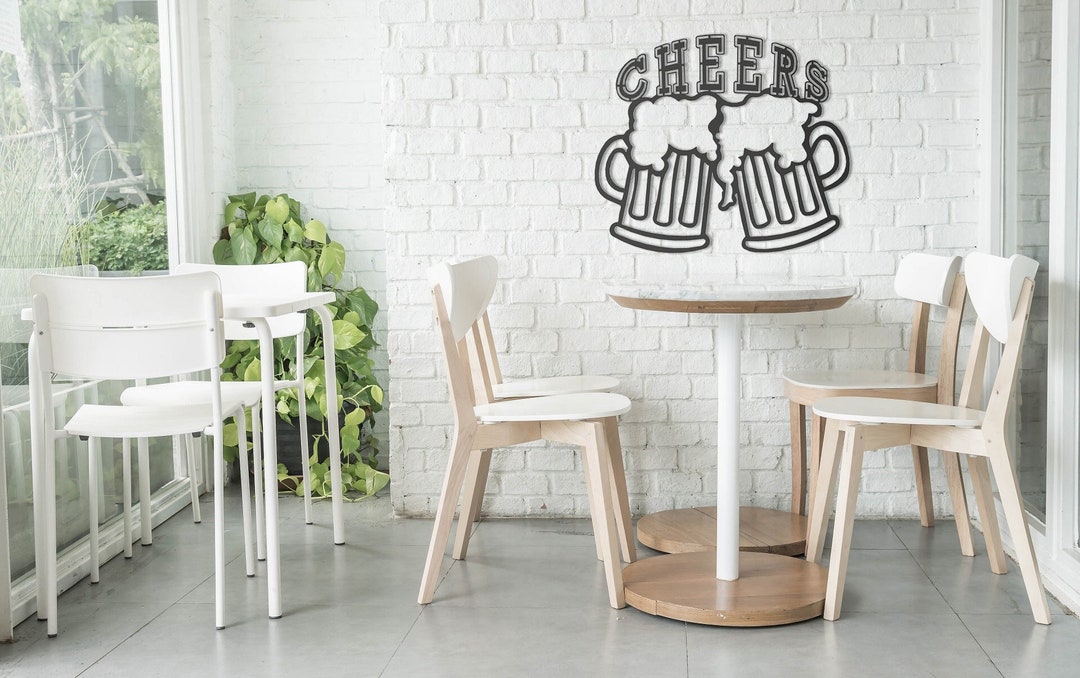Metal Cheers Wall Art, Cheers and Beers, Modern Decor for Dining Room ...
