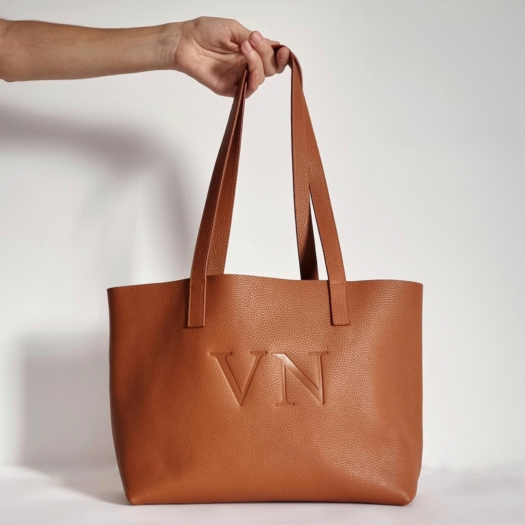 Leather Tote Bag, Personalized Leather Bag With Initials, Handbag for ...