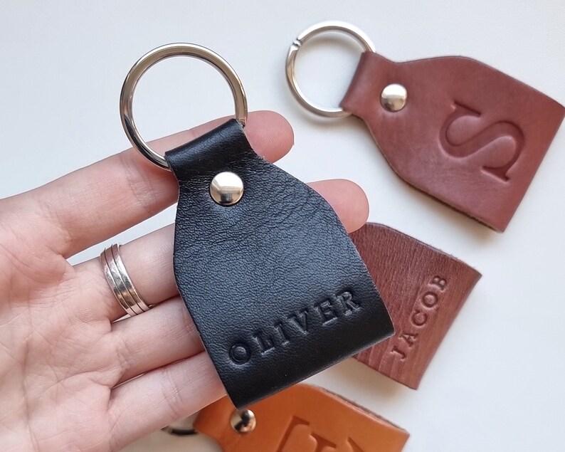 Custom Leather Key Ring for Men Genuine Leather Key Fob With - Etsy
