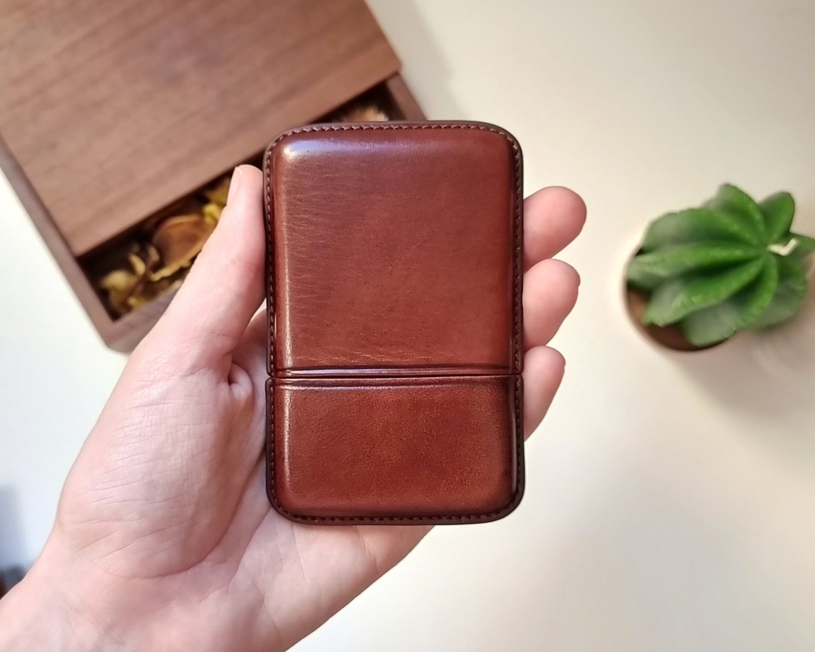 Personalized Leather Card Case, Monogram Leather Card Holder ...