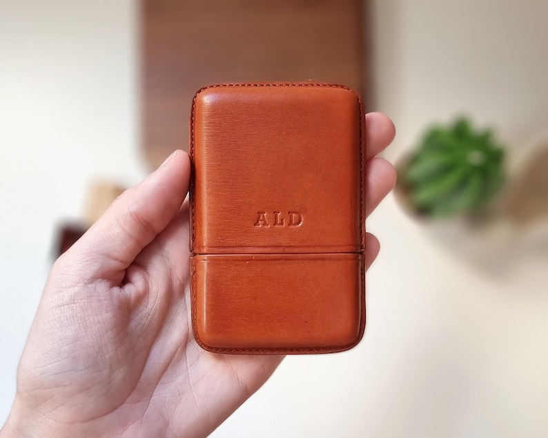 Personalized Leather Card Case, Monogram Leather Card Holder ...