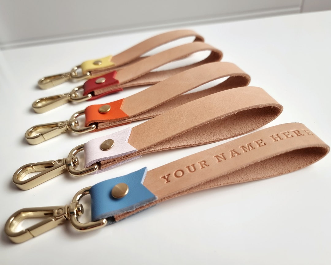 Personalized Leather Keychain With Initials, Monogram Keyring, Leather ...