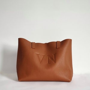 Leather Tote Bag, Personalized Leather Bag With Initials, Handbag for ...