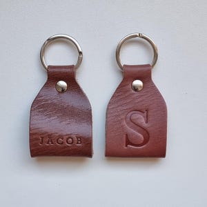 Custom Leather Key Ring for Men, Genuine Leather Key Fob With Initial ...