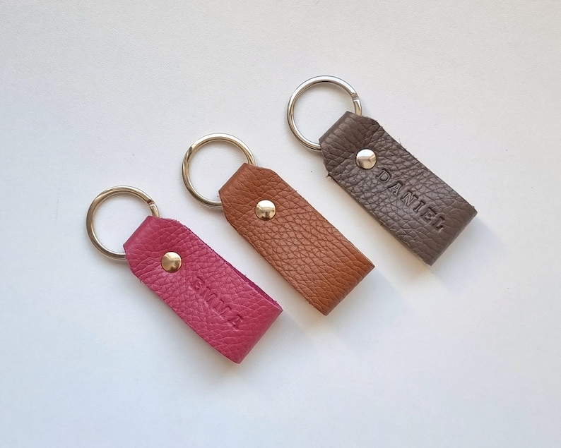 Engraved Leather Keychain for Women, Personalized Leather Key Fob With ...