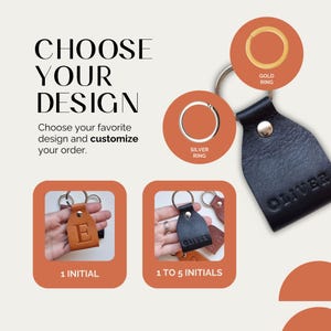 Custom Leather Key Ring for Men, Genuine Leather Key Fob With Initial ...