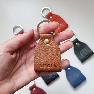 Leather Keyring for Women Personalized Leather Keychain Small Name ...