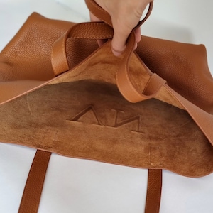 Leather Tote Bag, Personalized Leather Bag With Initials, Handbag for ...