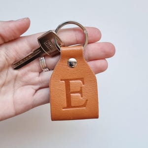 Custom Leather Key Ring for Men, Genuine Leather Key Fob With Initial ...