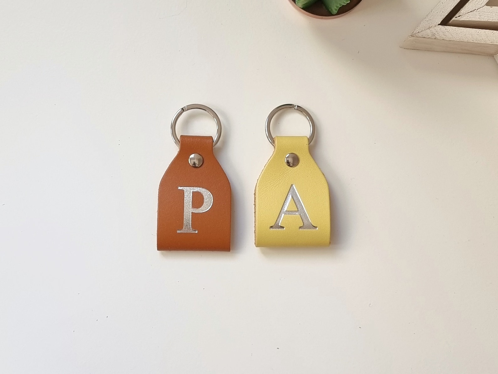 Monogram Keychain Personalized Leather Keyring Initial - Etsy