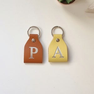 Monogram Keychain Personalized Leather Keyring Initial - Etsy