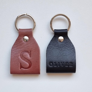 Custom Leather Key Ring for Men, Genuine Leather Key Fob With Initial ...