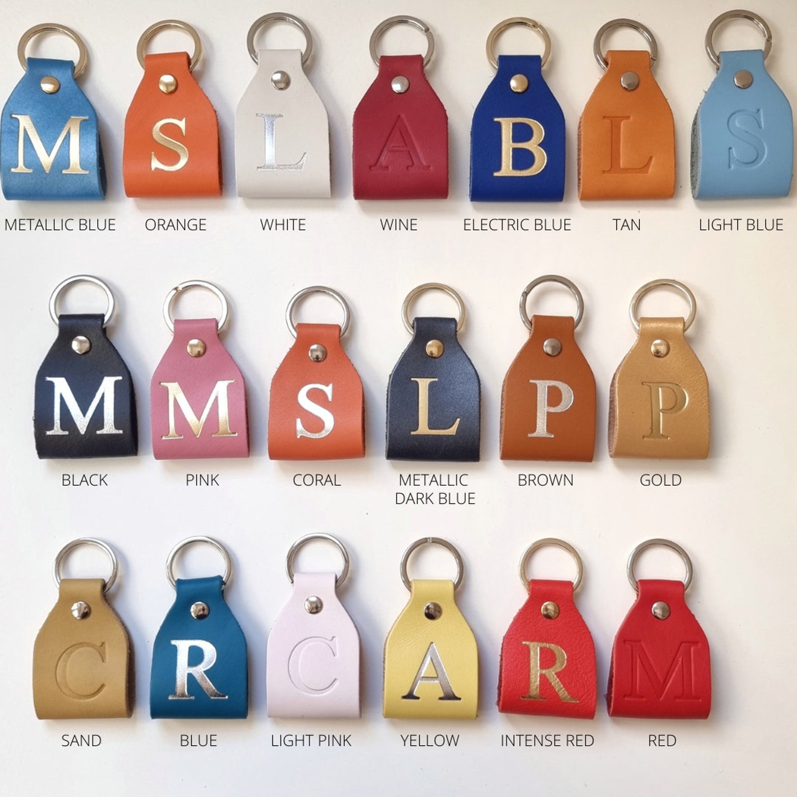 Monogram Keychain Personalized Leather Keyring Initial - Etsy