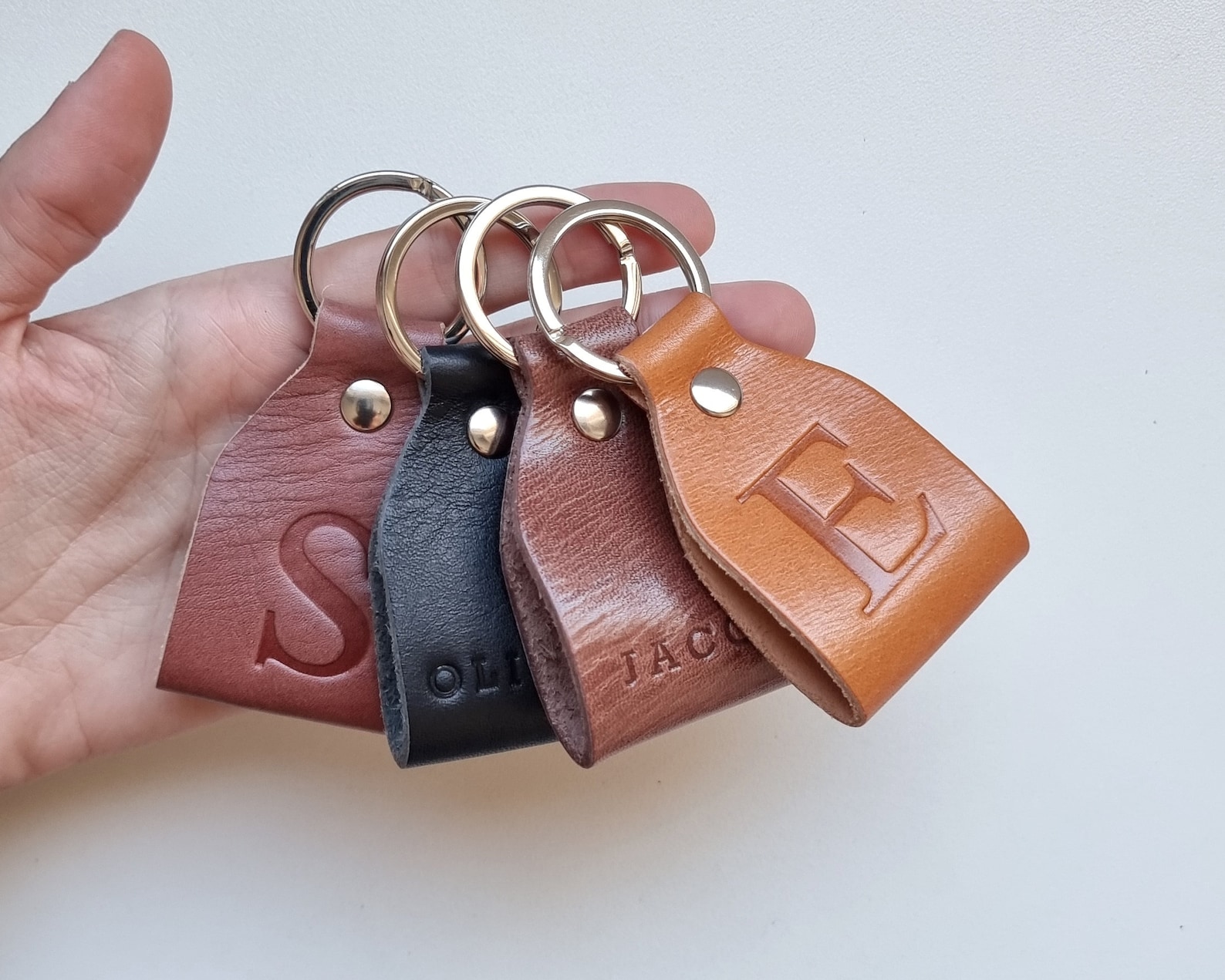 Custom Leather Key Ring for Men Genuine Leather Key Fob With - Etsy