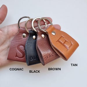 Custom Leather Key Ring for Men, Genuine Leather Key Fob With Initial ...