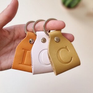 Monogram Keychain Personalized Leather Keyring Initial - Etsy