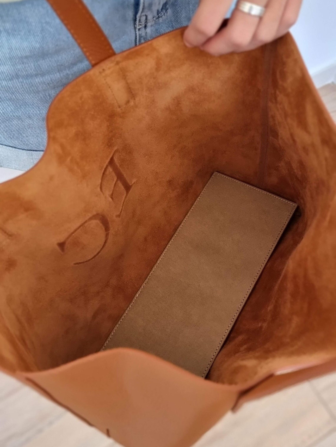 Custom Leather Tote Bag With Initials, Personalized Leather Bag, Unique ...