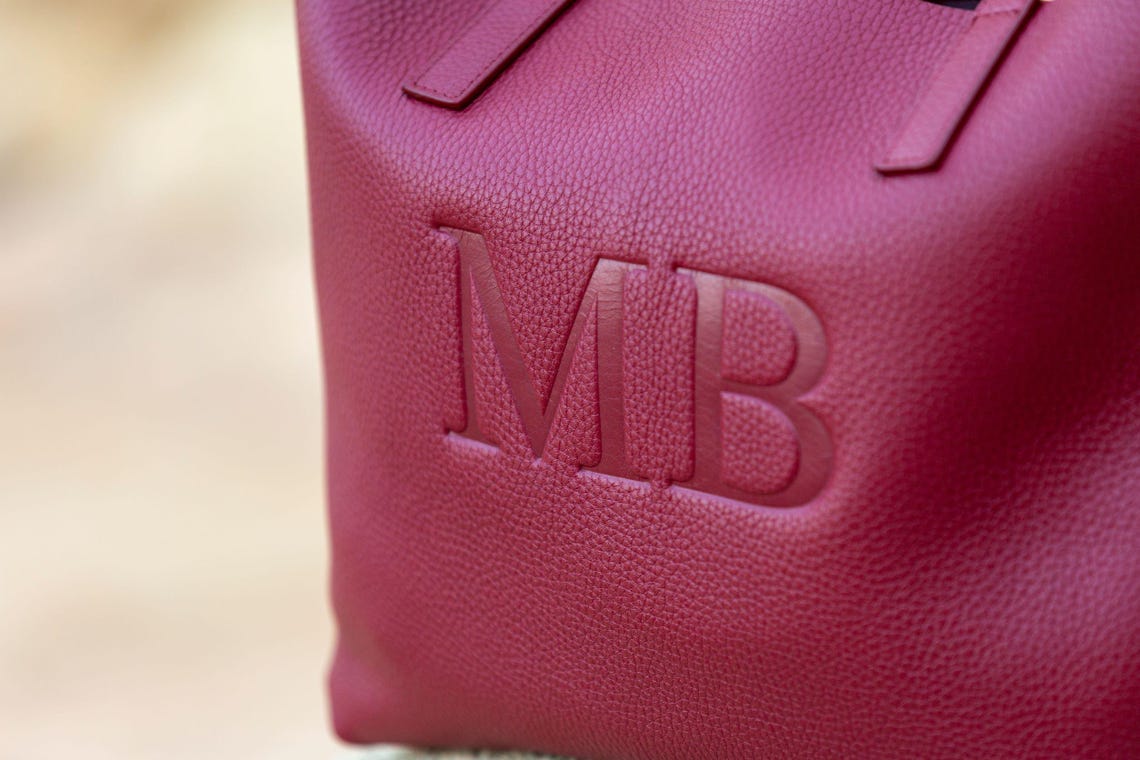 Custom Leather Tote Bag With Initials, Personalized Leather Bag, Unique ...
