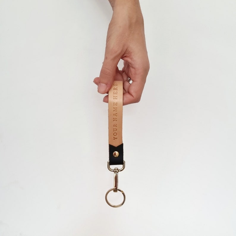 Leather Wristlet Keychain Personalized Key Fob Large Leather - Etsy