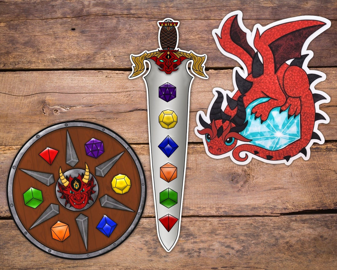 Dungeons and Dragons Stickers DND Stickers Sword Shield and - Etsy