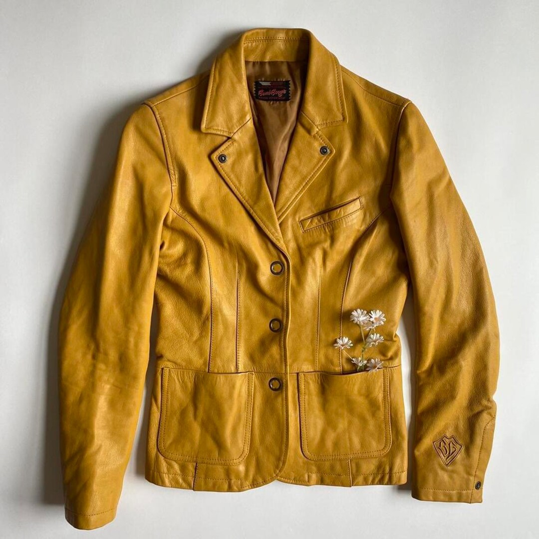 Vintage Mustard Yellow Leather Jacket - Etsy