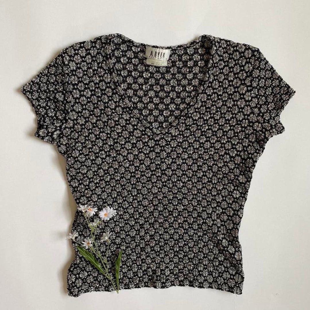 Vintage Black White Scrunchy Top - Etsy