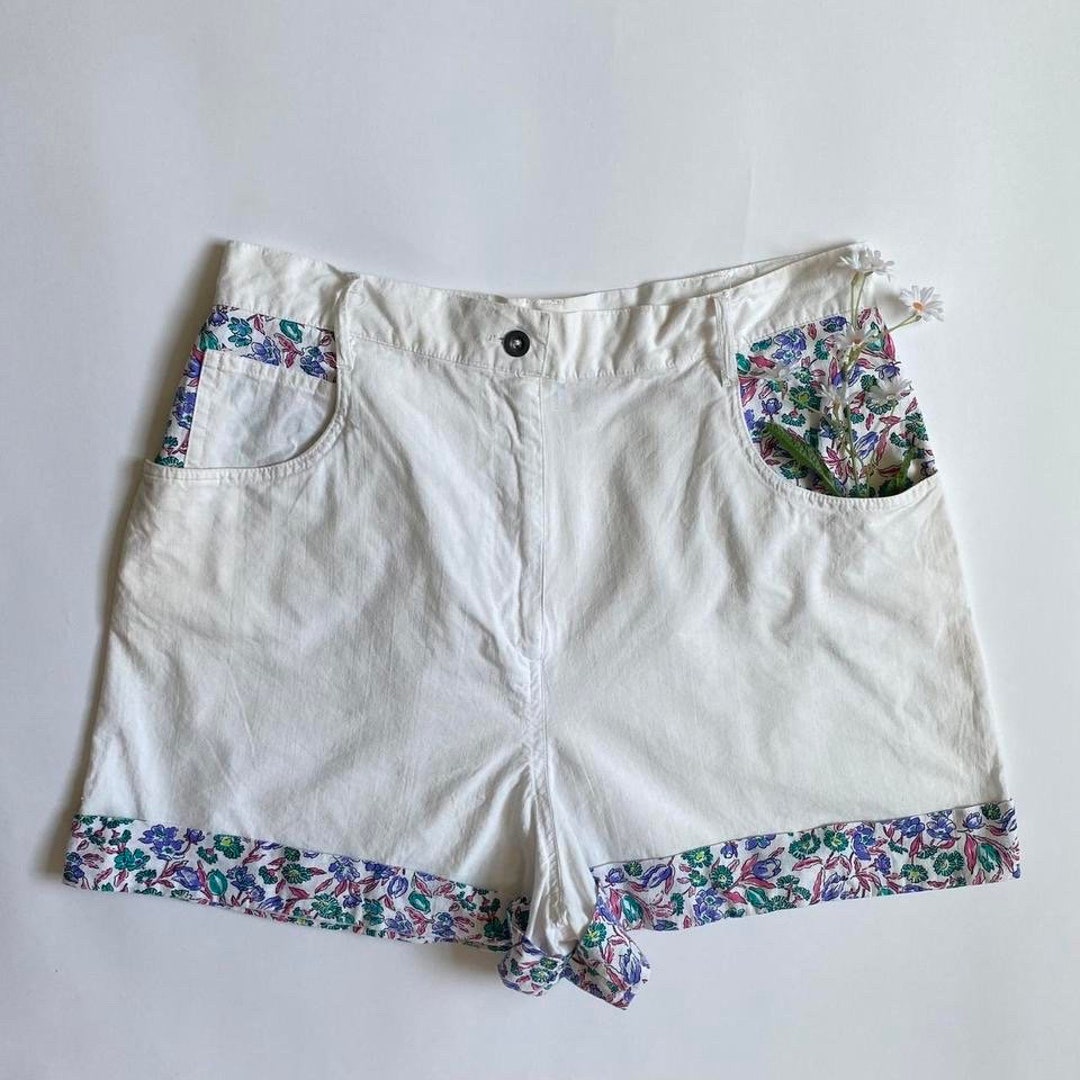 Vintage White Floral Shorts - Etsy
