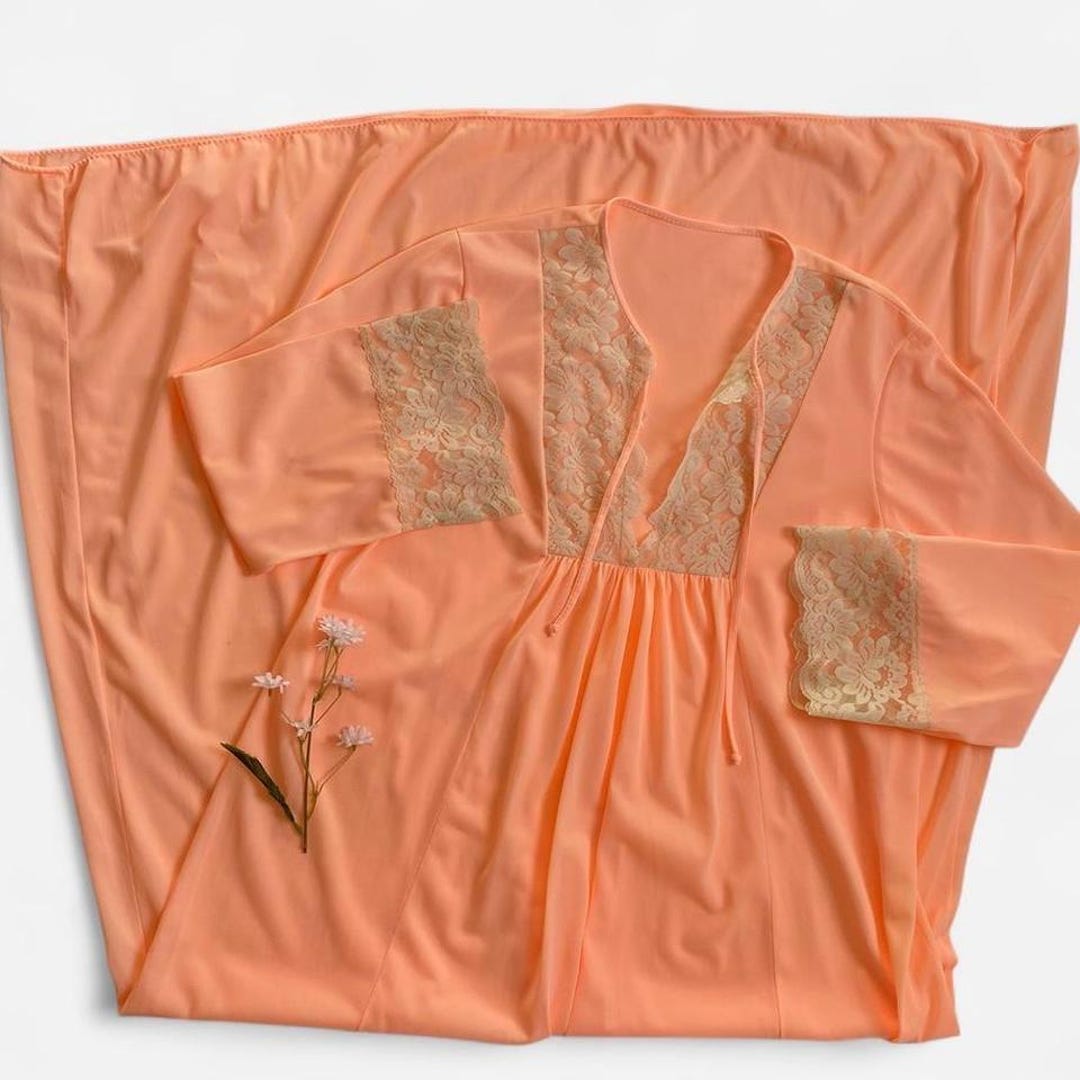 Vintage Neon Peach Nightgown - Etsy